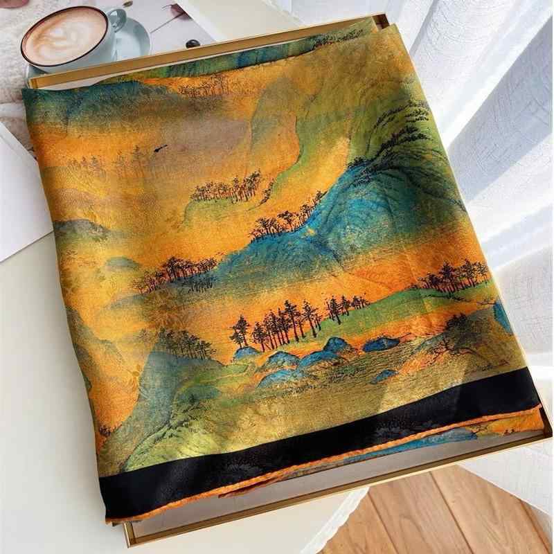 2スカーフ ショール 春秋 香云纱 大判 正方形 ストール 和風 エスニック 母の日 誕生日 ギフト プレゼント 高級感 シルク 絹 上品