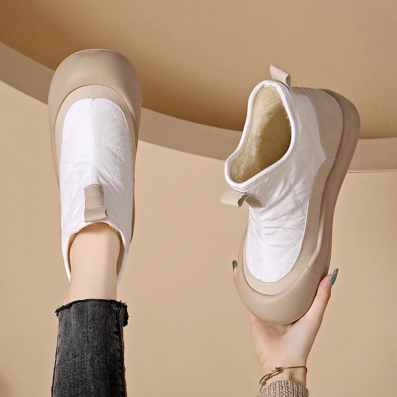 靴 レディース スノーブーツ 冬季 裏起毛 厚底 レトロ ラウンドトゥ 短靴 防寒 保温 滑り止め 普段使い かわいい