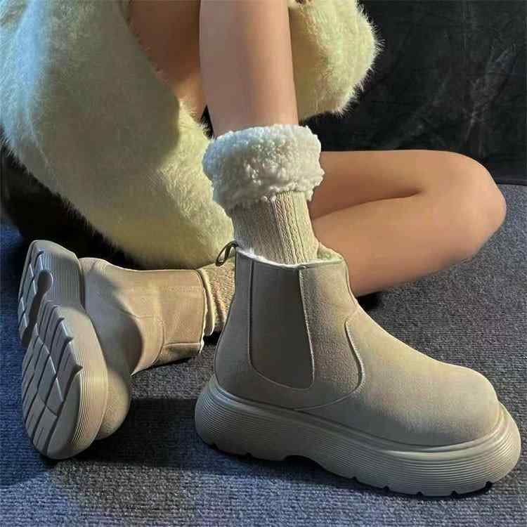 スノーブーツ レディース 皮毛一体 厚底 保温 防寒 綿靴 ファー付き あったか 歩きやすい 履きやすい 普段使い 秋冬