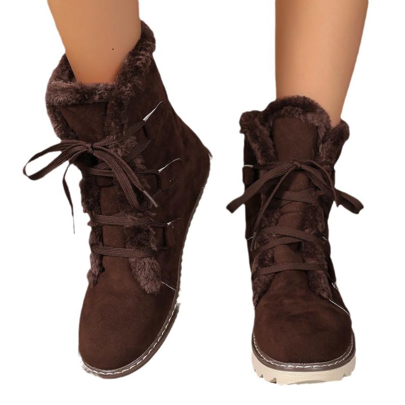 靴 レディース 大きいサイズ 裏起毛 防寒 あったか レースアップ 雪国 普段使い 秋冬・機能: 保温・貨物番号: 5603・用途: バレエ・靴の表面の材質: 牛スエード・靴底の材質: ゴム・在庫: 有り・靴帮の高さ: ミドルカット・つま先...