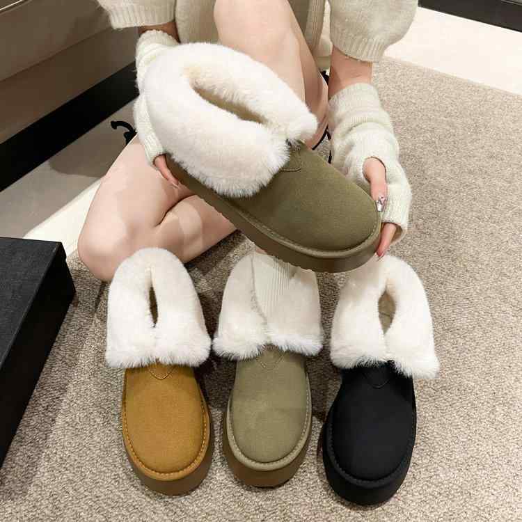 ブーツ レディース 厚底 ショートブーツ 秋冬 短筒 暖か 防寒 ボア付き ルームシューズ スノーブーツ