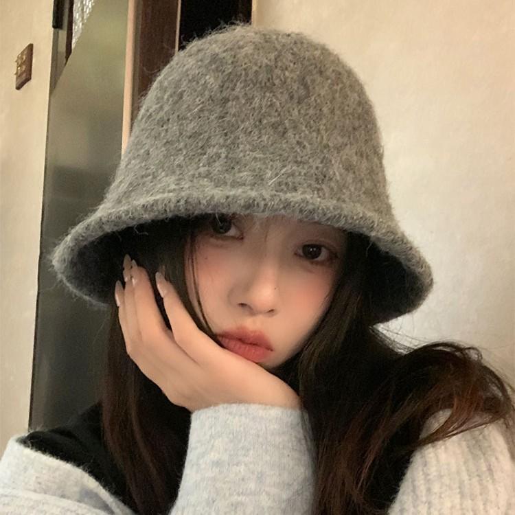 帽子 レディース 秋冬 韓国風 かわいい ニット 漁夫帽 バケットハット 小顔効果 ふわふわ あったか 保温 防寒
