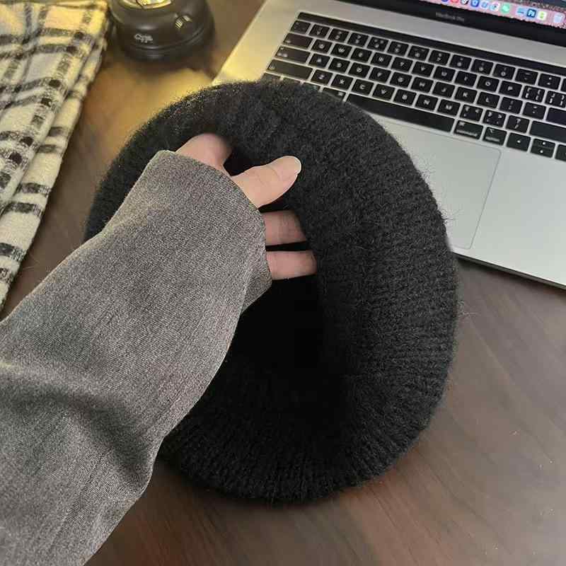 ベレー帽 レディース 秋冬 モヘヤ ニット帽 暖かい 小顔効果 ふわふわ ウール 画家帽 大頭 伸縮性 かわいい