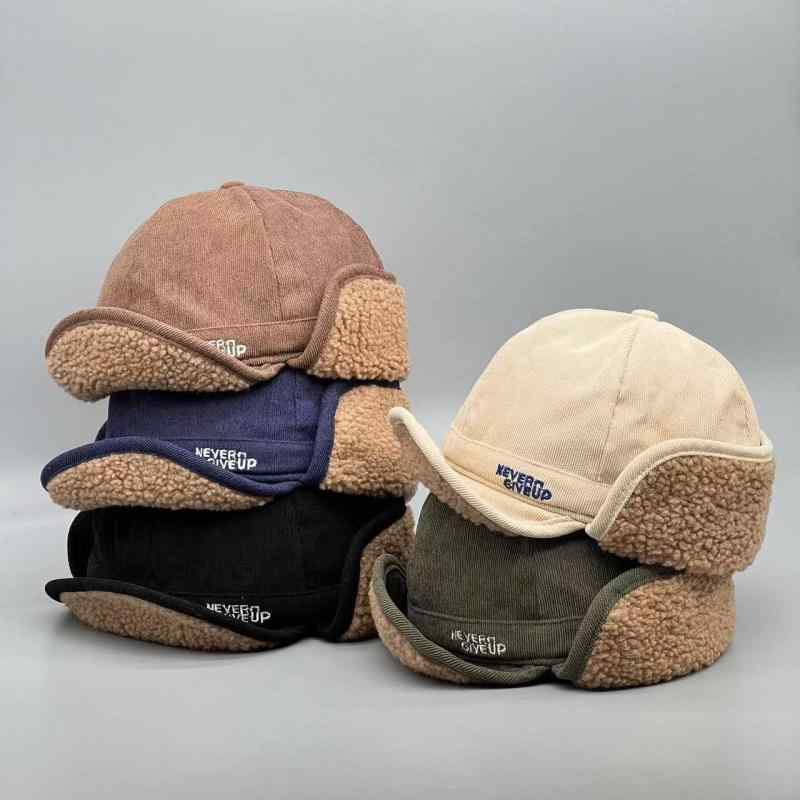 帽子 レディース 秋冬 加絨 防寒 護耳 キャップ 韓国版 アルファベット 刺繍 コーデュロイ 野球帽 あったか