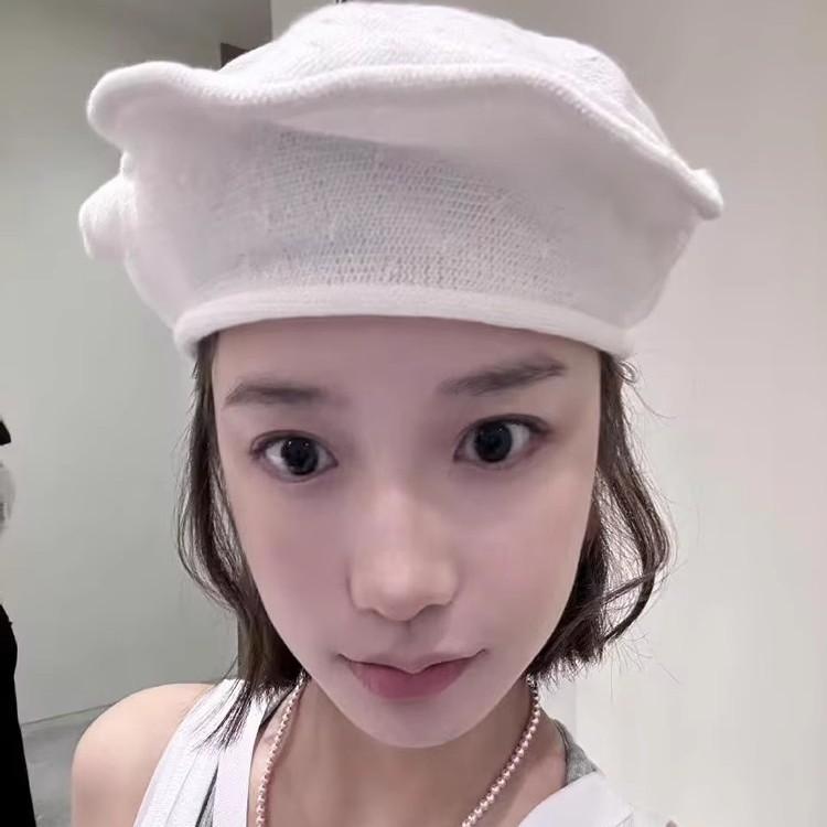 ベレー帽 レディース 春夏 白色 ニット 小顔効果 画家帽 大頭 報童帽