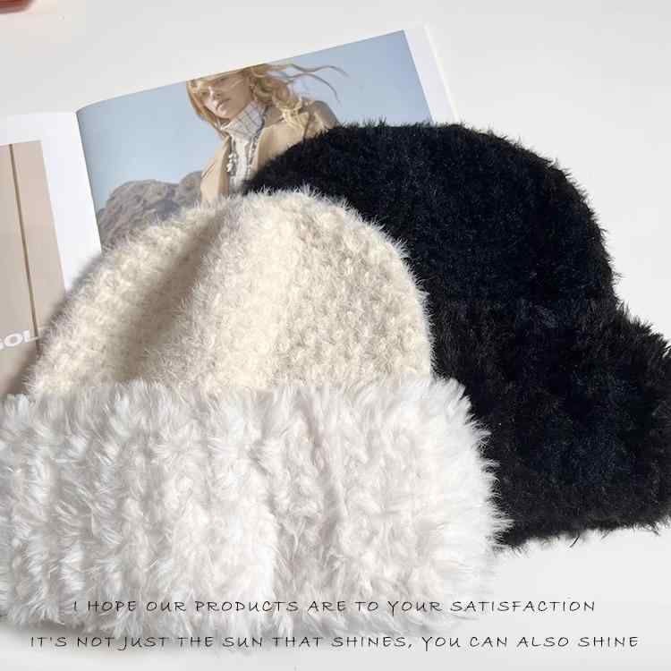 2帽子 レディース 秋冬 毛糸 漁夫帽 ニット帽 暖かい かわいい 大頭囲 小顔効果 ふわふわ 無地 おしゃれ レトロ