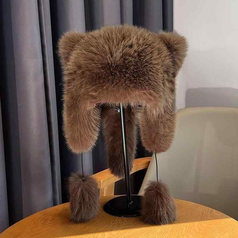 帽子 レディース 婦人用 防寒帽子 耳当て付き ロシアン帽 フェイクファー あったか モコモコ ふわふわ 秋冬