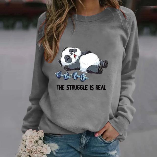 2トップス レディース 大きいサイズ アニマル ヒマワリ プリント クルーネック プルオーバー トレーナー 普段使い 部屋着 かわいい リラックス