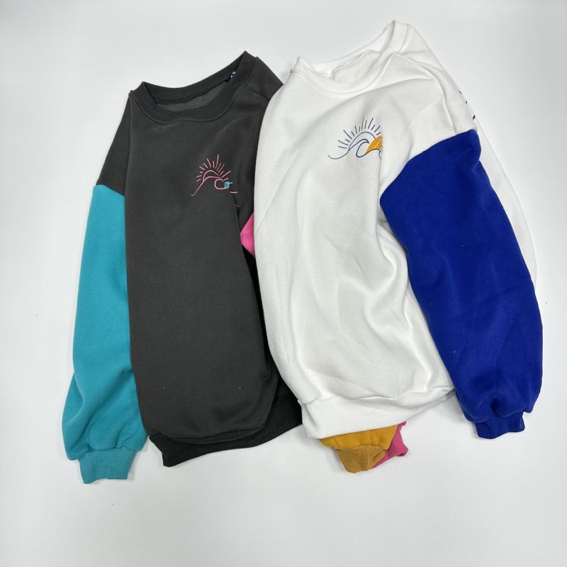 パーカー レディース 秋冬 カジュアル かわいい 配色 袖 切り替え 個性 的 スマイル 裏起毛 トレーナー トップス