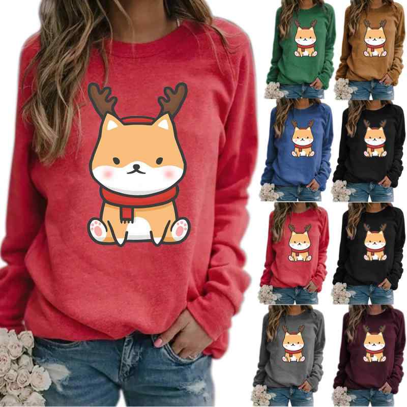 スウェット レディース 秋冬 クリスマス プリント 長袖 トレーナー チュニック 部屋着 ゆったり ラウンドネック 暖か カットソー かわいい・スタイル: 民族・柄: 印花・款式: 套头・版型: 宽松型・组合形式: 单件套・衣长: 普通款(...