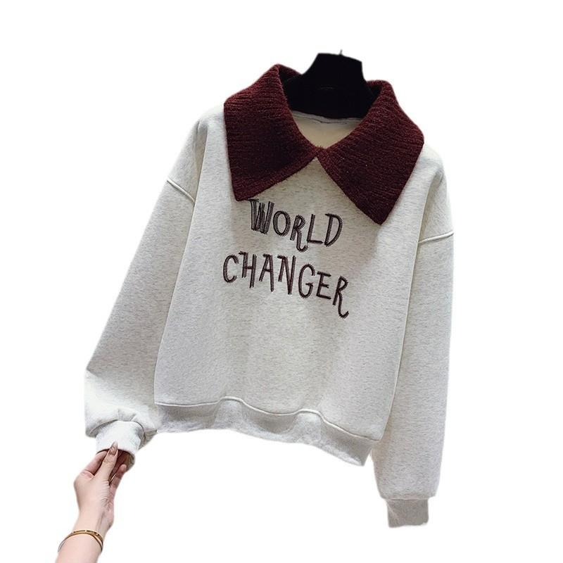 スウェット レディース 秋冬 裏起毛 ゆったり 暖かい トレーナー トップス ロゴ 刺繍 カジュアル かわいい おしゃれ 普段使い 部屋着 リラックス