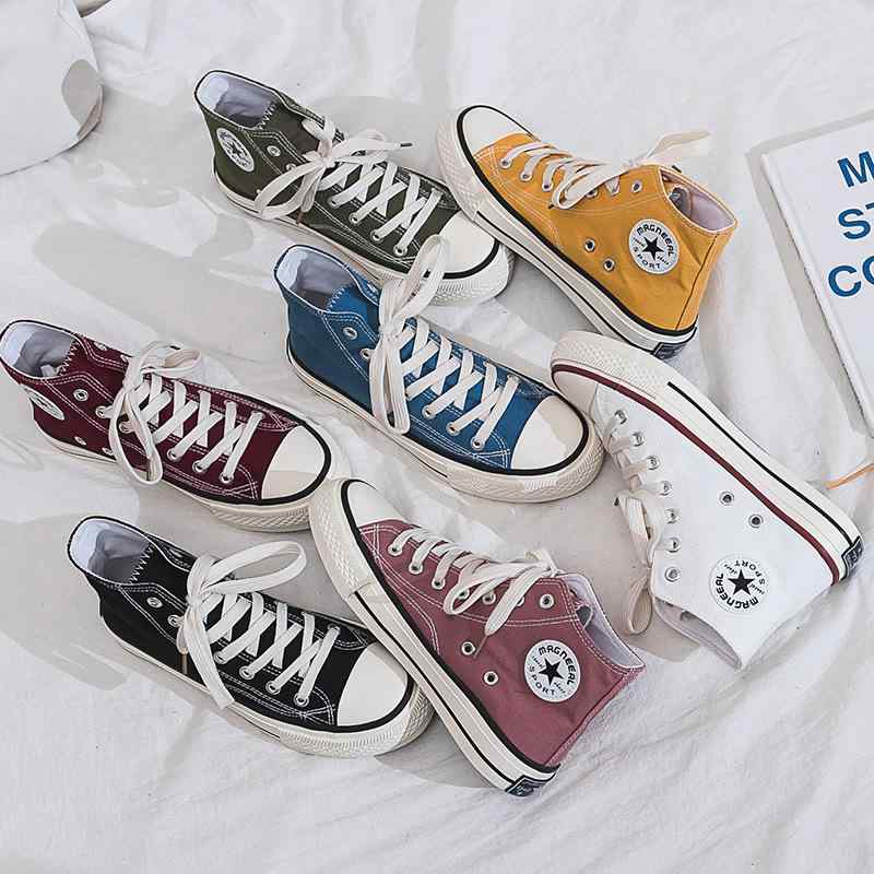 スニーカー レディース 学生 高め キャンバス地 韓国風 ひも付き 球鞋 定番 スケートボード 春夏 デイリーユース かわいい 歩きやすい