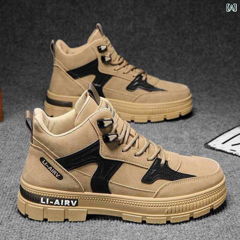 2ブーツ 男性用 ハイカット ワークブーツ メンズ カジュアル アウトドア 軽量 運動靴 滑り止め