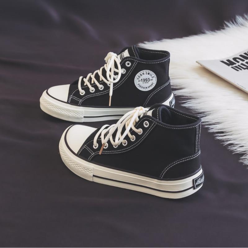 スニーカー レディース 秋冬 高帮 帆布 シューズ かわいい 丑萌 角丸 スクエアトゥ 裏起毛 あったか 歩きやすい 普段使い・靴の表面の素材: キャンバス・靴底の素材: ゴム・対象: 女性・靴の高さ: ハイカット・靴底の加工: 硫化・季節...