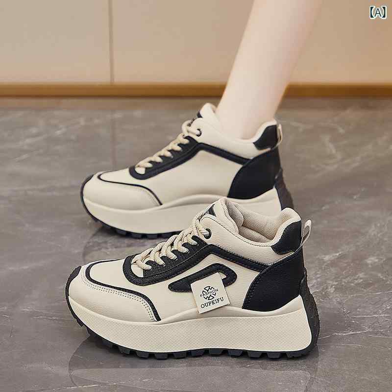 スニーカー レディース 厚底 ランニングシューズ 学生靴 スポーツ 運動靴 カジュアルシューズ レースアップ ハイカット 韓国風[ "・適用年齢段: 成年", "・货源类别: 现货", "・...