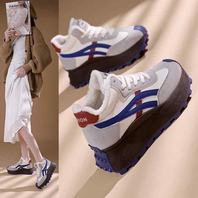 スニーカー レディース 厚底 運動靴 カジュアルシューズ 背が高くなる 美脚効果 スポーツ ローカット 普段使い・鞋面材质: 人造PU・鞋底材质: 塑胶・适用性别: 女・鞋帮高度: 中帮・鞋底工艺: 注塑鞋・穿着方式: 前系带・流行元素: ...