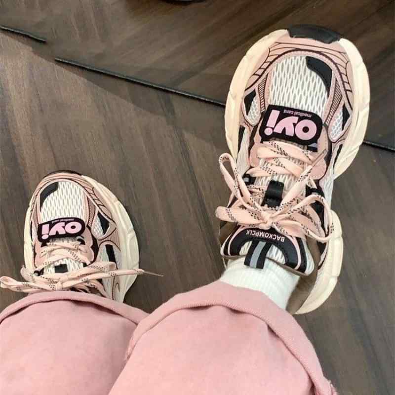 スニーカー レディース 秋冬 メッシュ 通気性 レトロ 厚底 ダッドスニーカー カジュアル スポーツ 普段使い クッション性 歩きやすい