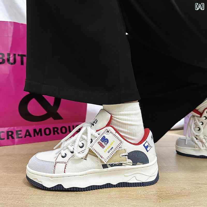 スニーカー 男女兼用 キャンバス 音楽フェス コラボ グラフィック 通気性 スポーツ カジュアル スケボー 厚底 普段使い 軽量