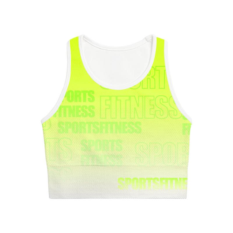 スポーツブラ レディース 高強度 揺れにくい ランニング フィットネス ブラ 一体型 カップ付き プリント 脇高 ヨガ ウェア