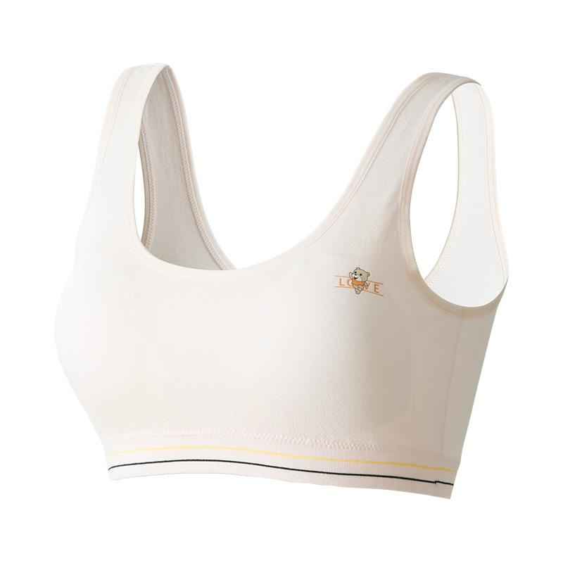 2ブラジャー ガールズ 中高生 初めてのブラ スポブラ ハーフトップ ファーストブラ 成長期 ノンワイヤー 無縫製 美背 吸汗速乾 スポーツブラ