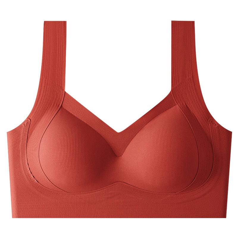 ブラジャー レディース 一体型 固定 胸パッド ノンワイヤー 盛りブラ 見せブラ ずれにくい 美背 三列ホック