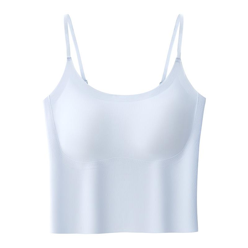 ブラウス レディース インナー 接触冷感 ノンワイヤー 無縫製 通気性 タンクトップ 一体型 カップ付き トップス 薄手 春夏