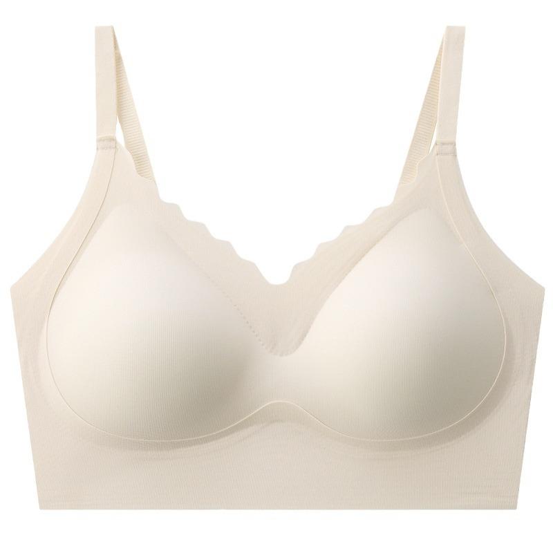 ブラジャー レディース 接触冷感 シームレス 美背 ソフトワイヤー入り 一体型 固定カップ 寄せ上げ インナー