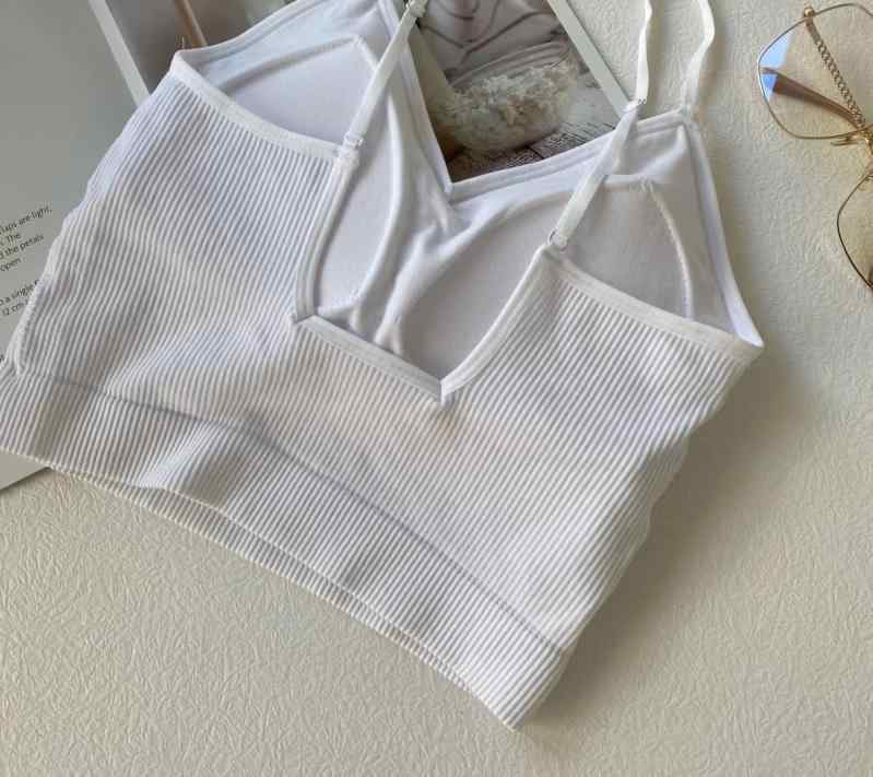 2ブラトップ 薄手 パッド付き インナー ショート丈 背中見せ 無地 ノンワイヤー 締め付けない リラックス ウェア ストレッチ 伸縮性