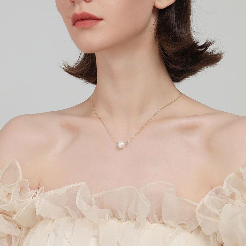 ネックレス レディース s925 シルバー アコヤ パール ペンダント チョーカー 鎖骨チェーン シンプル アクセサリー 上品 エレガント