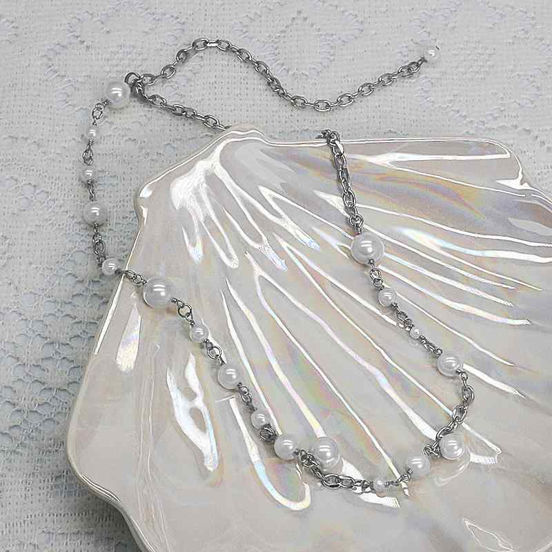 ネックレス レディース シルバー パール チョーカー 小さめ 普段使い 結婚式 パーティー アクセサリー フォーマル エレガント 上品 かわいい・材质: 不锈钢・处理工艺: 镶珍珠・造型: -・链子样式: 常规链・是否多层: 否・坠子材质:...