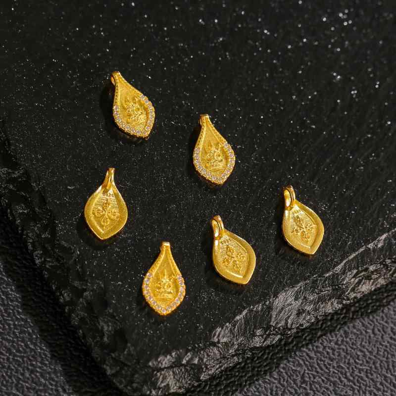 ネックレス ペンダント 925シルバー 電気メッキ 文殊菩薩 葉っぱ型 DIY デザイン ブレスレット 精巧 彫刻 首飾り アクセサリー