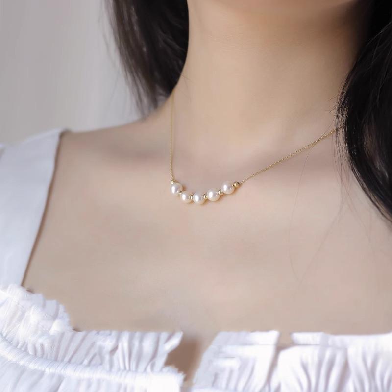 ネックレス レディース 秋冬 s925 シルバー パール 正円 ペンダント 鎖骨 ラッキーアイテム 豪華感 DIY アクセサリー