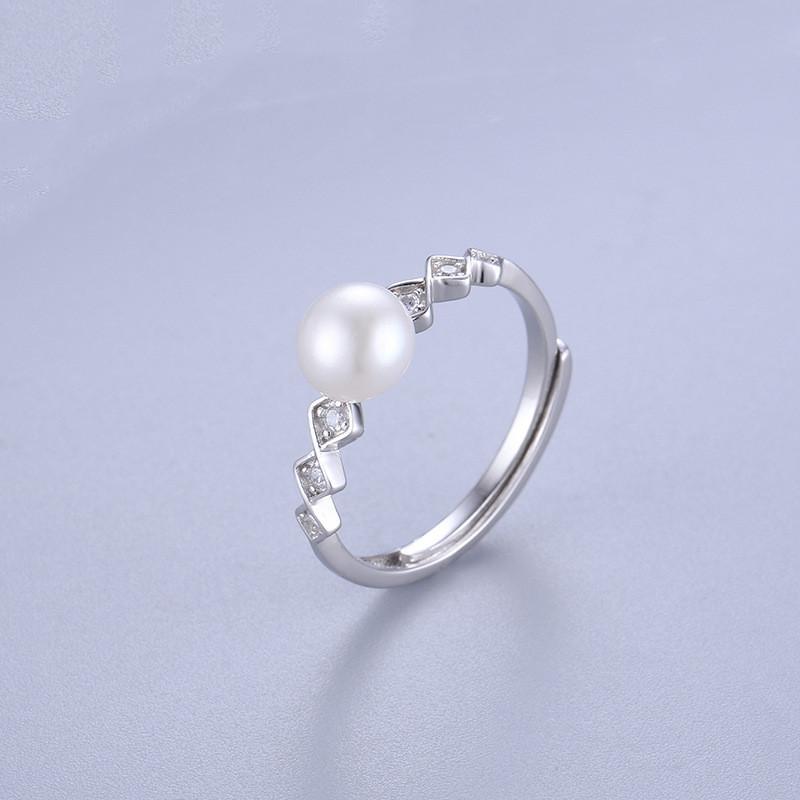 指輪 レディース S925 シルバー ジルコニア ランバス 淡水パール リング 調節可能 フリーサイズ 韓国 エレガント かわいい シンプル デイリー