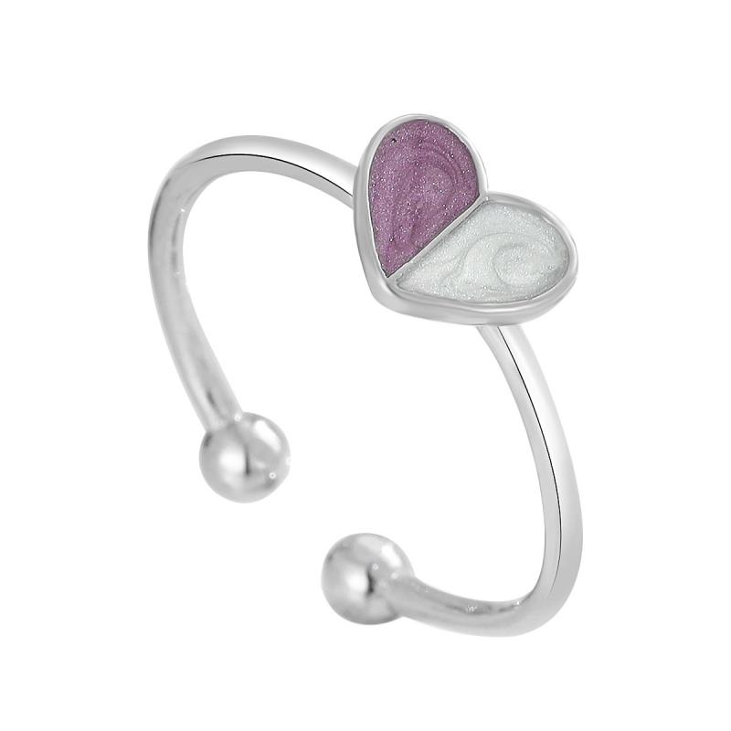 指輪 レディース s925 シルバー ダブルカラー ハート ドロップ エナメル 上品 かわいい 開口型 リング アクセサリー・スタイル: 風・デザイン: ハート・加工方法: 滴膠・貴金属質量: 1.2g・色: 指輪・度: 925銀・流行要素...
