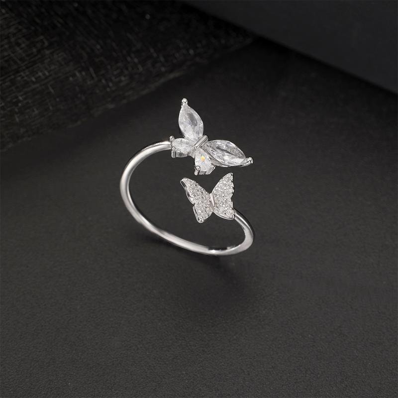 指輪 レディース S925 シルバー バタフライ リング 小さいサイズ デザイン 指輪 軽奢風 アクセサリー 素圈 オープンリング