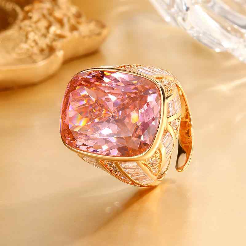 指輪 レディース レトロ 銅製 土台 ゴールド メッキ ジルコニア 枯れ розы デザイン 指輪 アンティーク風 豪華感 エレガント 普段使い パーティー