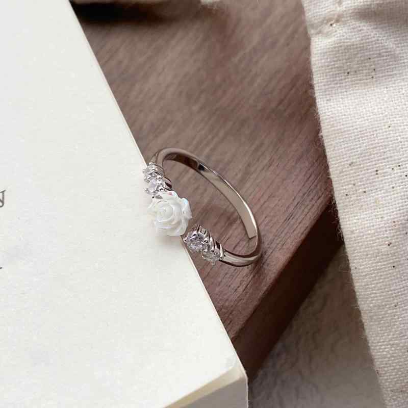 指輪 レディース S999 足銀 甜美 焕彩 ローズ 花 小 众 軽 奢 花朵 指環 超 仙 温柔 手 飾