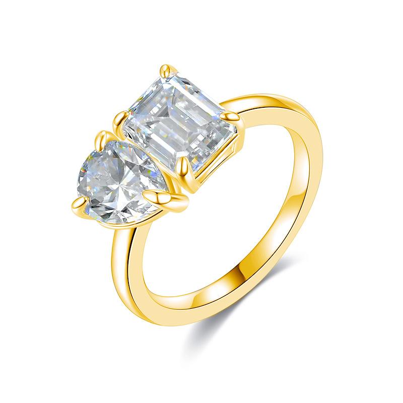指輪 レディース シルバー925 モアッサナイト ジルコニア 3CT 電気メッキ加工 異形 スタイル 流行・種類: 指輪・素材: 銀・形状: 幾何学型・加工技術: 象眼ジルコニア・スタイル: レディース・カラー: 白金ジルコニア, 黄金ジル...