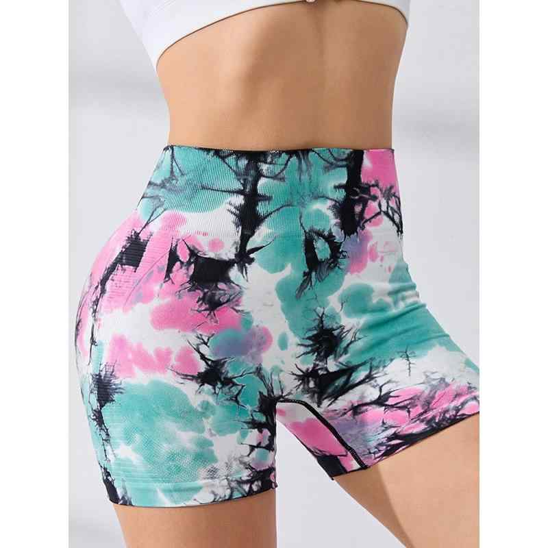 ヨガパンツ レディース ハイウエスト ヒップアップ ストレッチ アウトドア スポーツ ウェア レギンス スパッツ ショートパンツ トレーニング フィットネス 無縫製 シームレス 絞り染め
