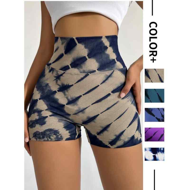 ヨガパンツ レディース 高腰 シームレス 絞り染め ショートパンツ ヒップアップ タイト スポーツ アウトドア 伸縮性 通気性