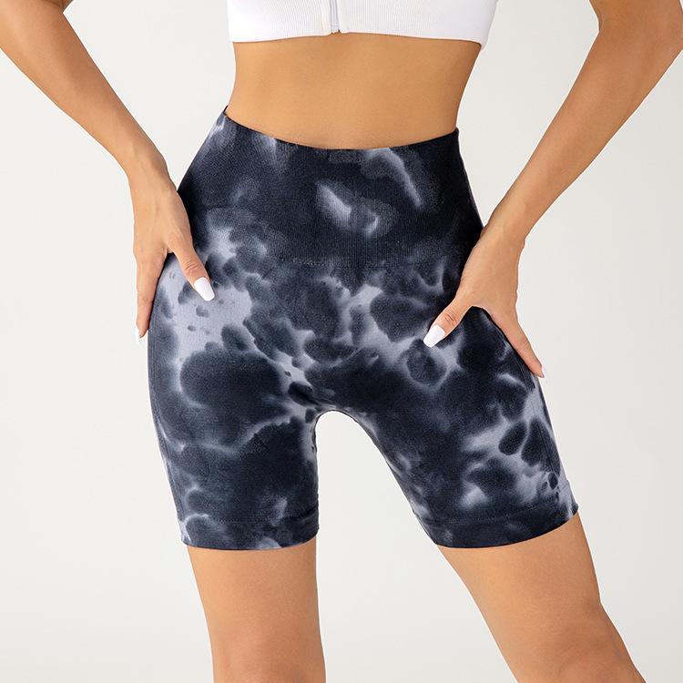 ヨガパンツ レディース 高弾性 シームレス 高腰 腹部コントロール ピーチヒップ スポーツ レギンス フィットネスパンツ タイダイ ドロップ染め ショートパンツ トレーニングパンツ・素材: 錦綸90%、氨纶10%・カラー: 宝藍, 橙色, ...