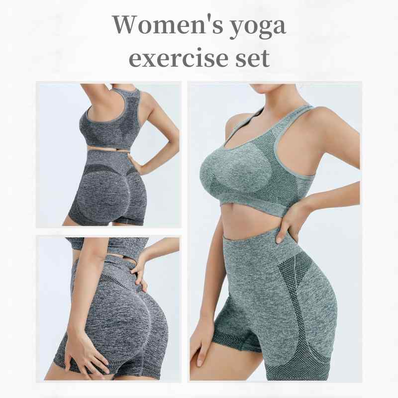 ヨガウェア レディース 上下セット シームレス 高腰 レギンス スパッツ パッド付き スポーツブラ 吸湿速乾 伸縮性 提臀 トレーニング ランニング ジム