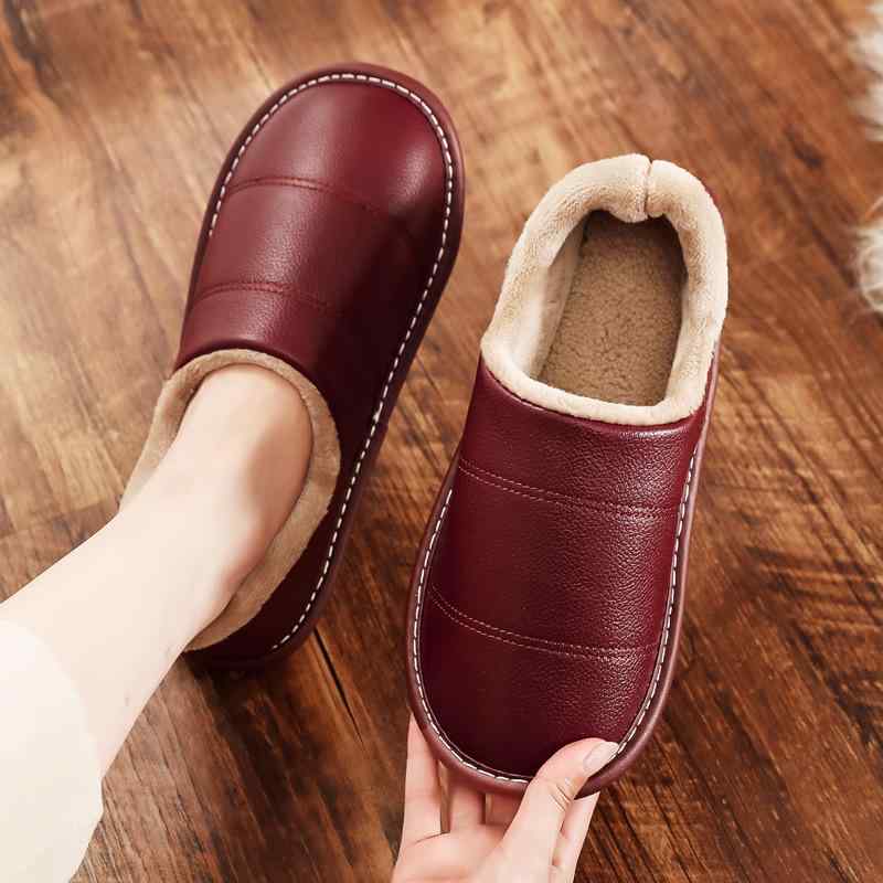 サンダル レディース 厚底 防水 秋冬 牛革 裏起毛 スリッパ 保温 防寒 滑り止め ルームシューズ 室内履き