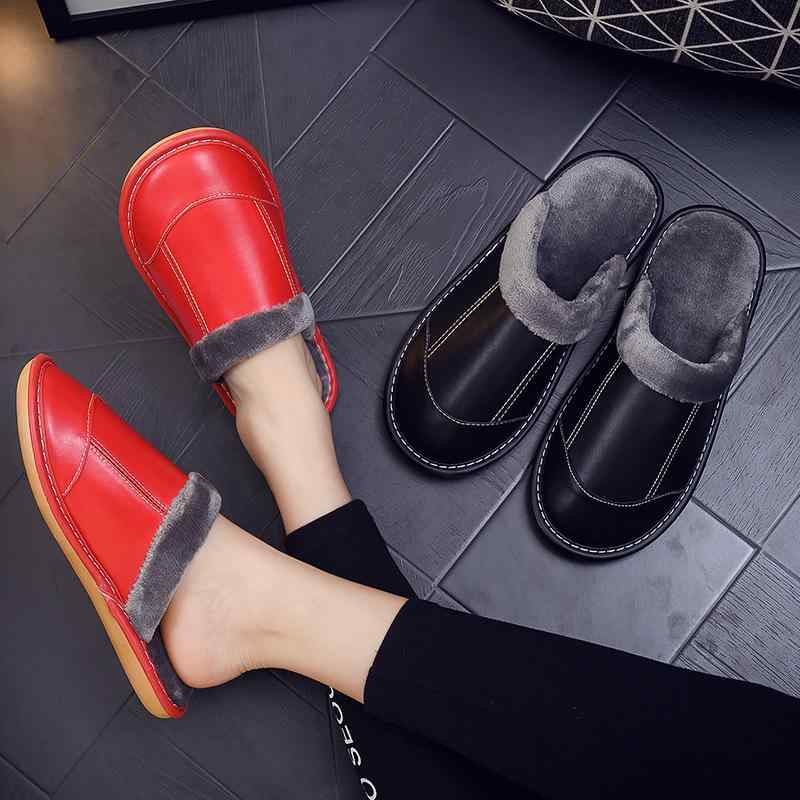 スリッパ 秋冬 レディース メンズ 室内 居家 防滑 厚底 あったか スリッパ ルームシューズ 暖かい 綿 羊革 レザー 自宅用 木床 フローリング・適用性別: 中性/男女兼用・拖鞋種類: 套趾拖鞋・機能: 通気性, 防滑, 保温, 耐摩耗...