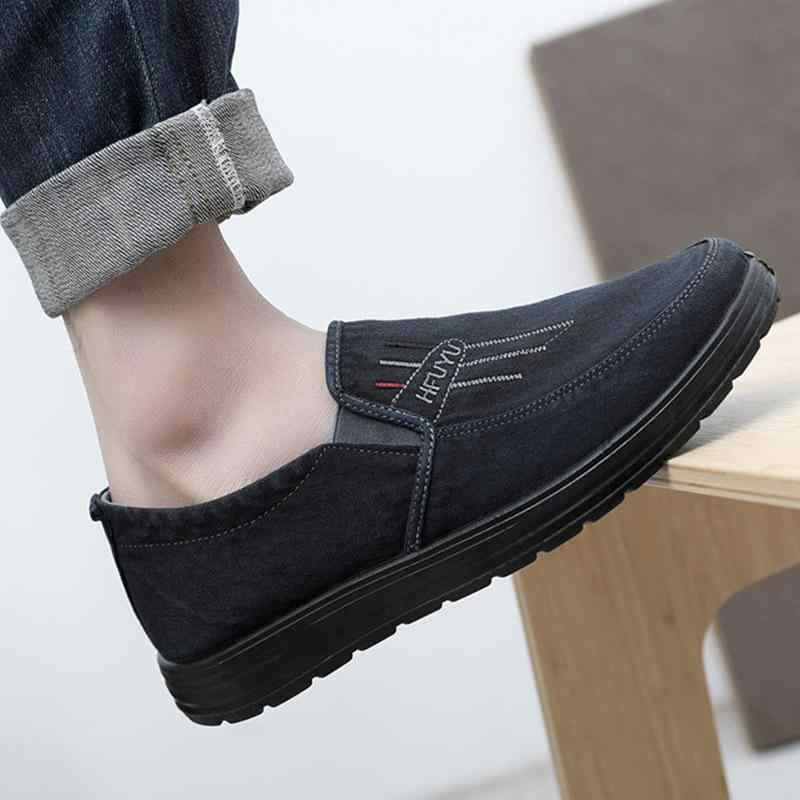 スニーカー メンズ 男性用 水洗い 帆布 シューズ スリッポン 伸縮性 通気性 普段使い カジュアル 老北京 爸爸靴