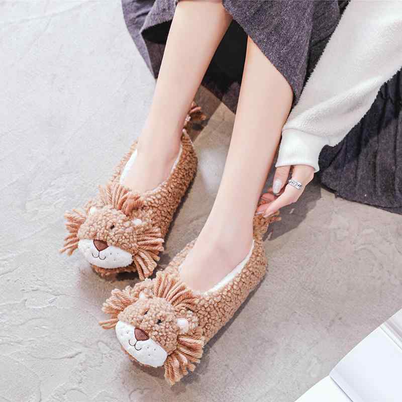 ルームシューズ カップル 綿 スリッパ かわいい ライオン 秋冬 室内履き 滑り止め ソフト底 あったか マタニティ