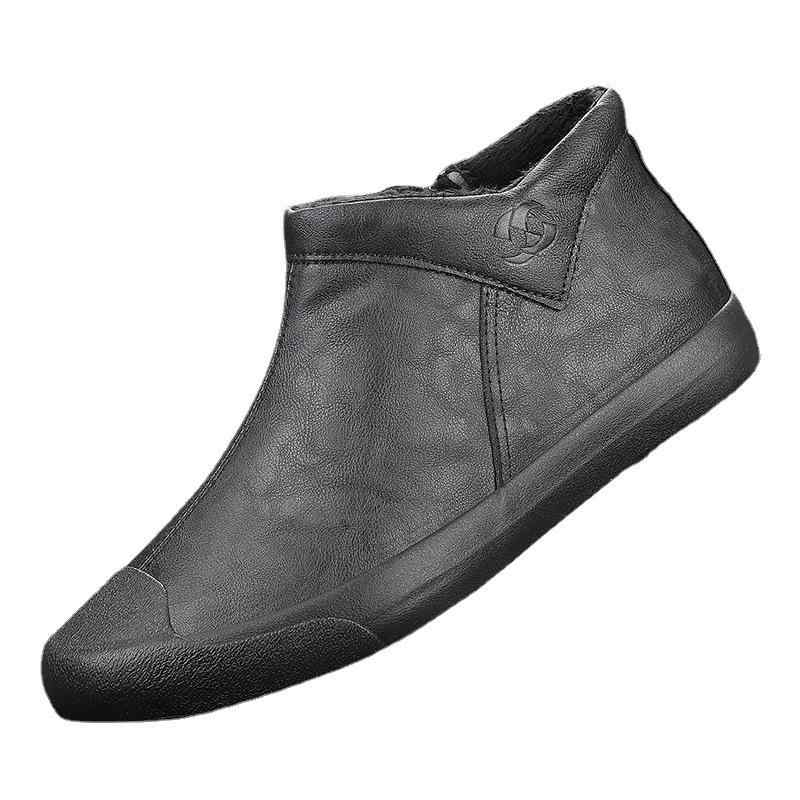 靴 メンズ 男性用 防寒 保温 レザーシューズ カジュアルシューズ スリッポン ハイカット ブラック ブラウン 普段使い 秋冬