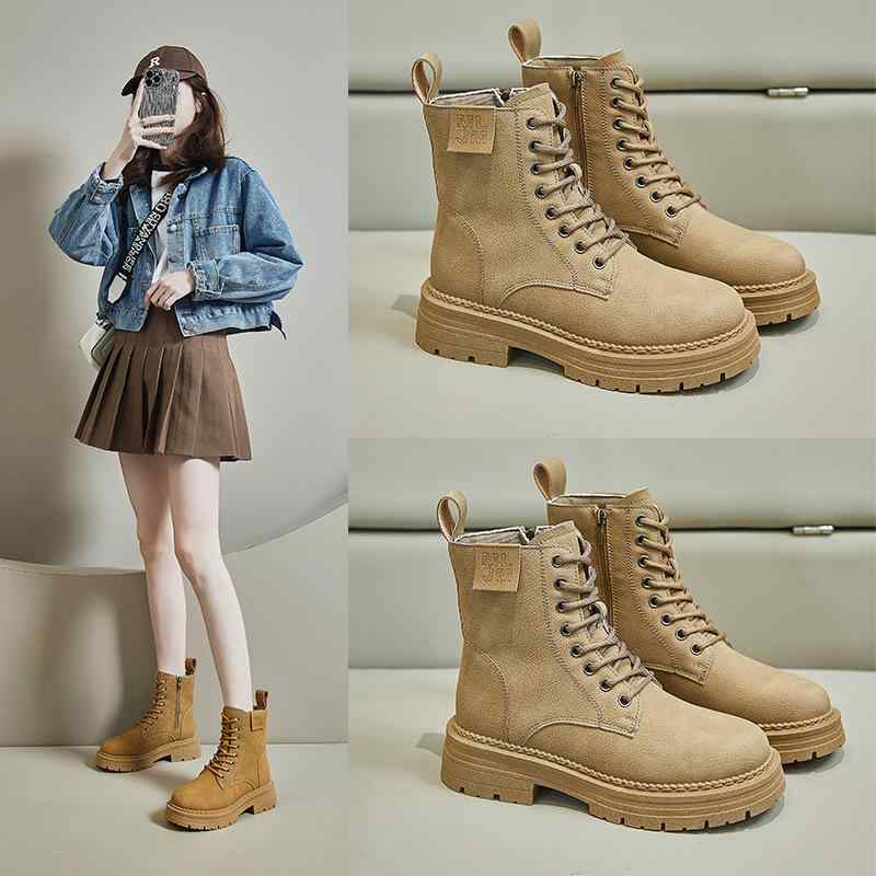 ブーツ レディース 厚底 レースアップ 秋冬 カジュアル 普段使い 美脚 暖かい 防寒 学生