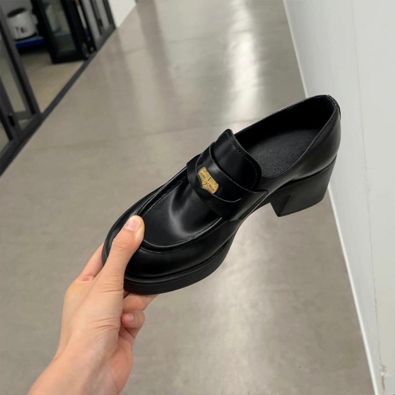 ローファー レディース 厚底 本革 小銭モチーフ 太ヒール 英国風 JKスタイル スリッポン カジュアル 歩きやすい 婦人靴