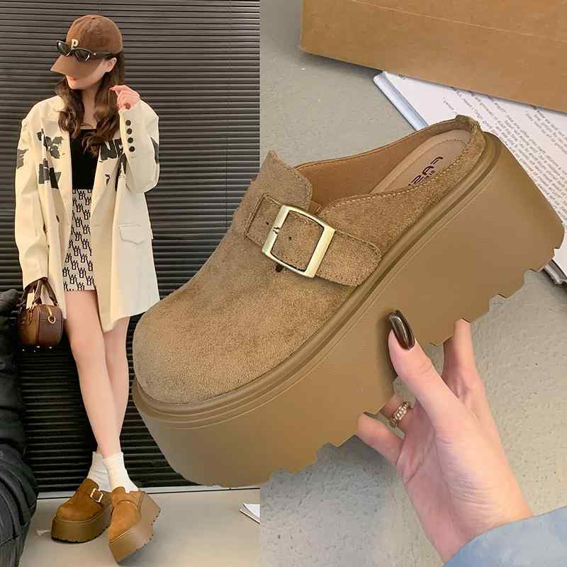 サンダル レディース 厚底 羊皮 サボ スリッパ 外履き 小柄 身長アップ 2025年 春夏 新作 蒸れにくい 履きやすい 歩きやすい 普段使い 旅行 お出かけ